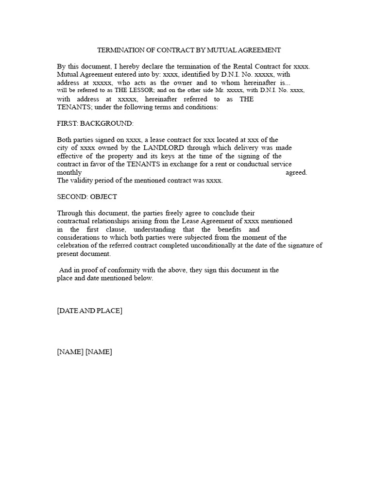 Resolution of Contract by Mutual Agreement | PDF