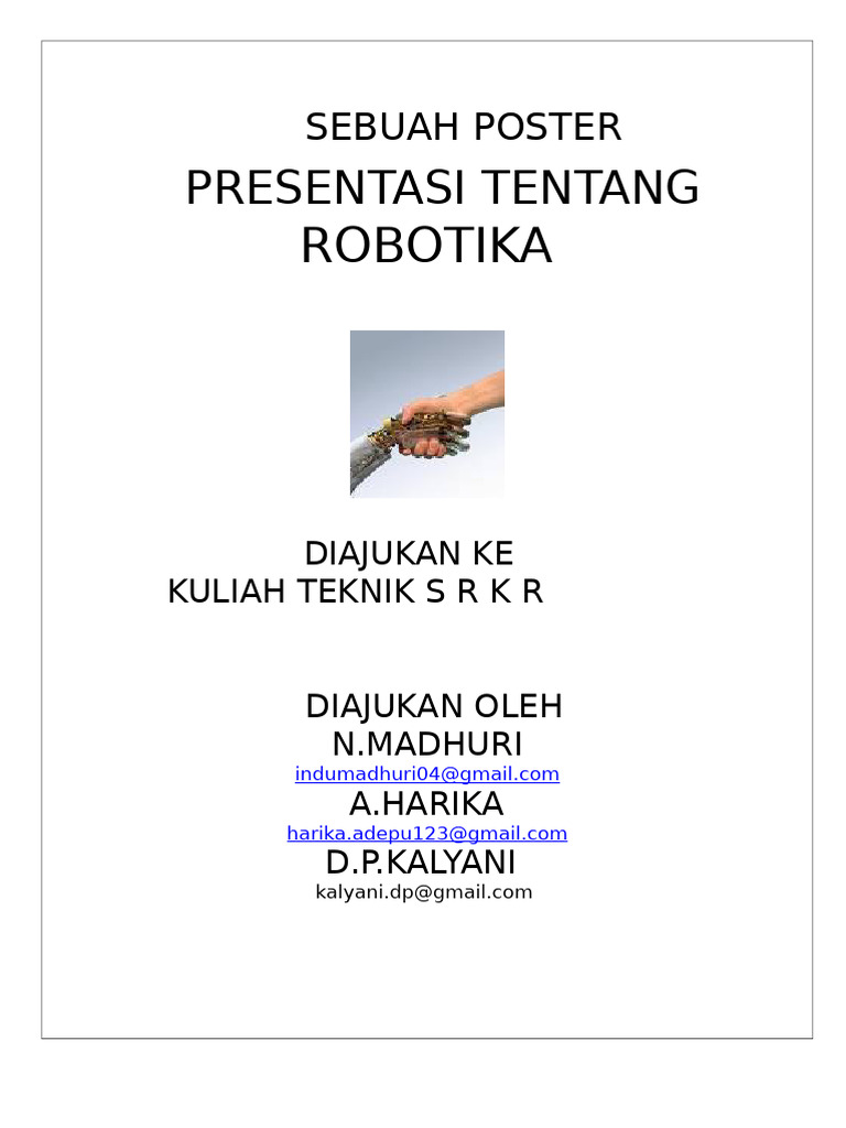 Presentasi Poster Tentang Robotika. | PDF