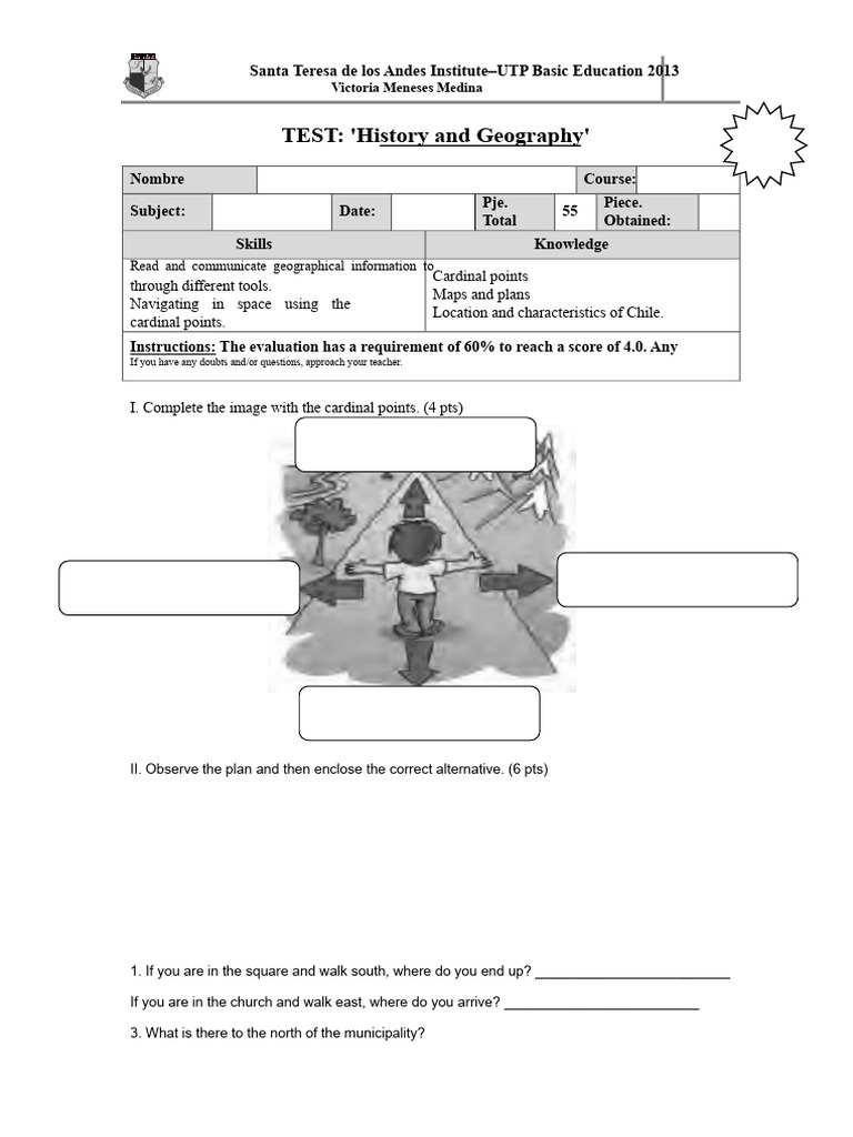 145483742-Test-Cardinal Points-Map and Plan | PDF | Chile