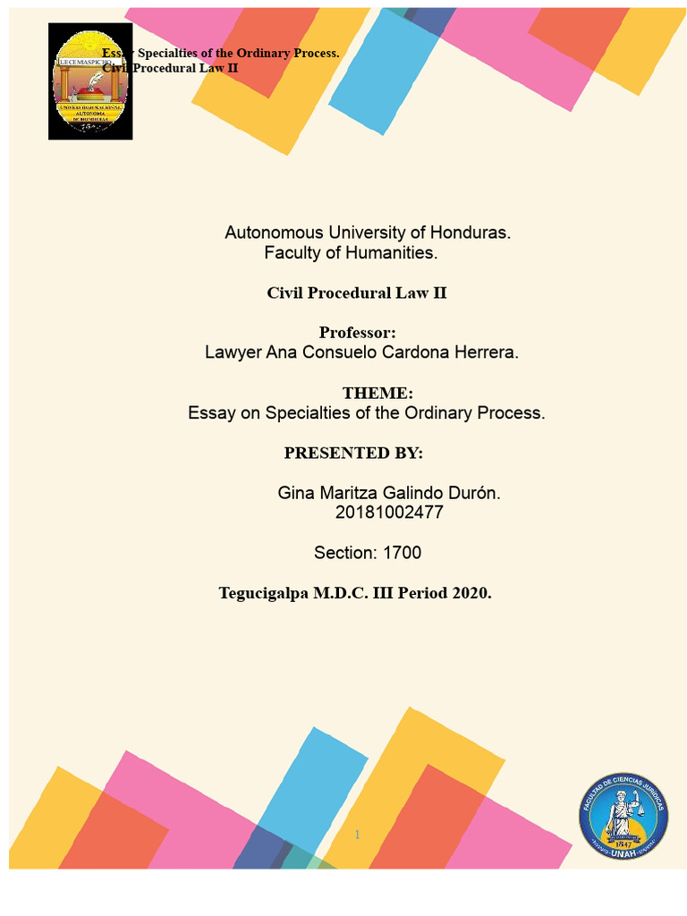 Specialties of the Ordinary Process in Civil Law | PDF | Lease ...