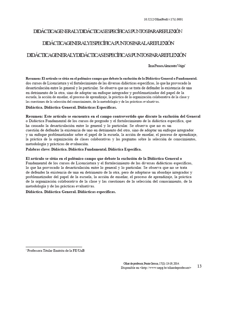 Didáctica Específica Didáctica General | PDF | Enseñando | Conocimiento