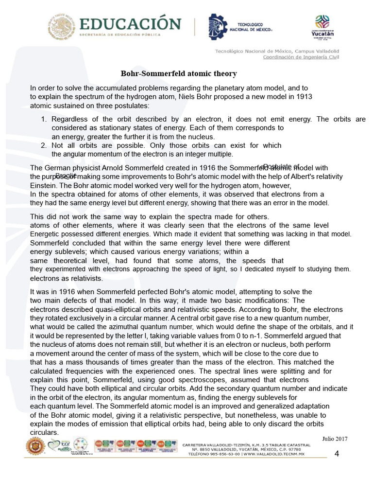 Bohr-Sommerfeld Atomic Theory PDF | PDF | Light | Photon