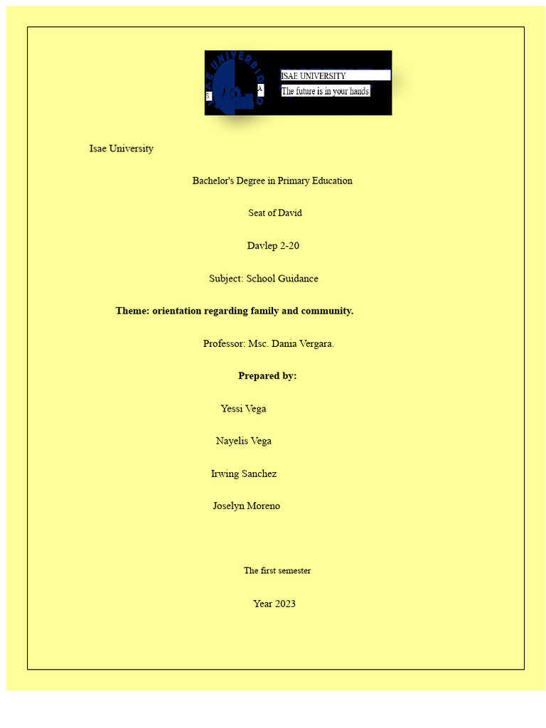 The Orientation Regarding Family and Community | PDF | Family | Community