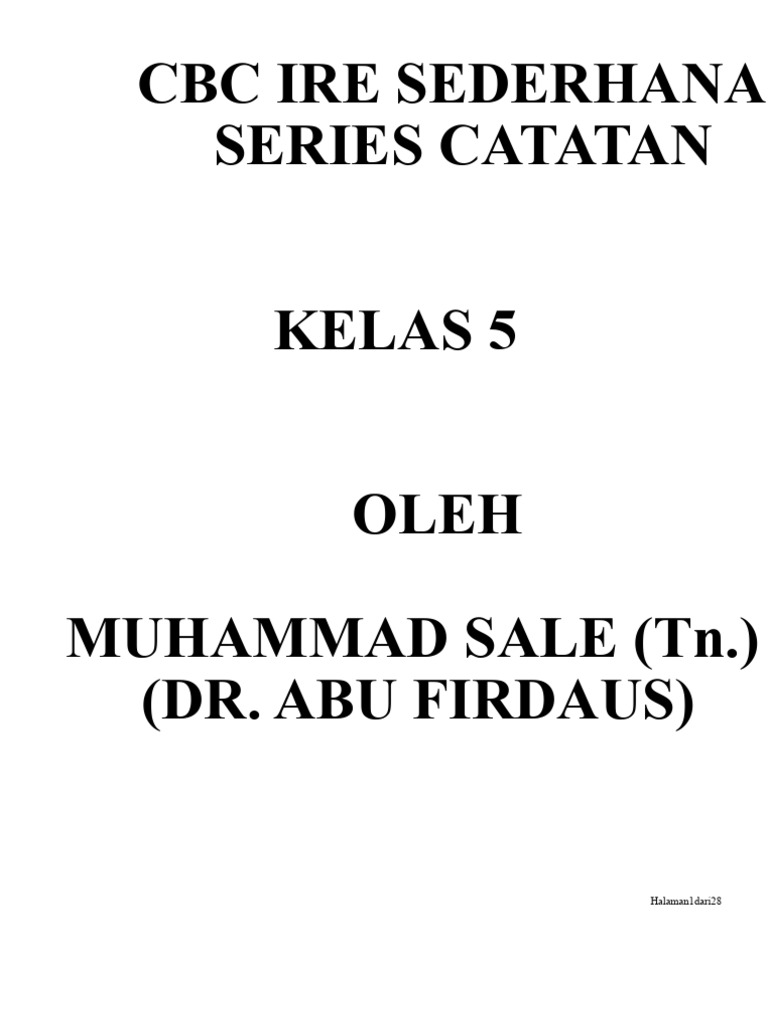 Series Catatan CBC Ire Kelas 5 | PDF