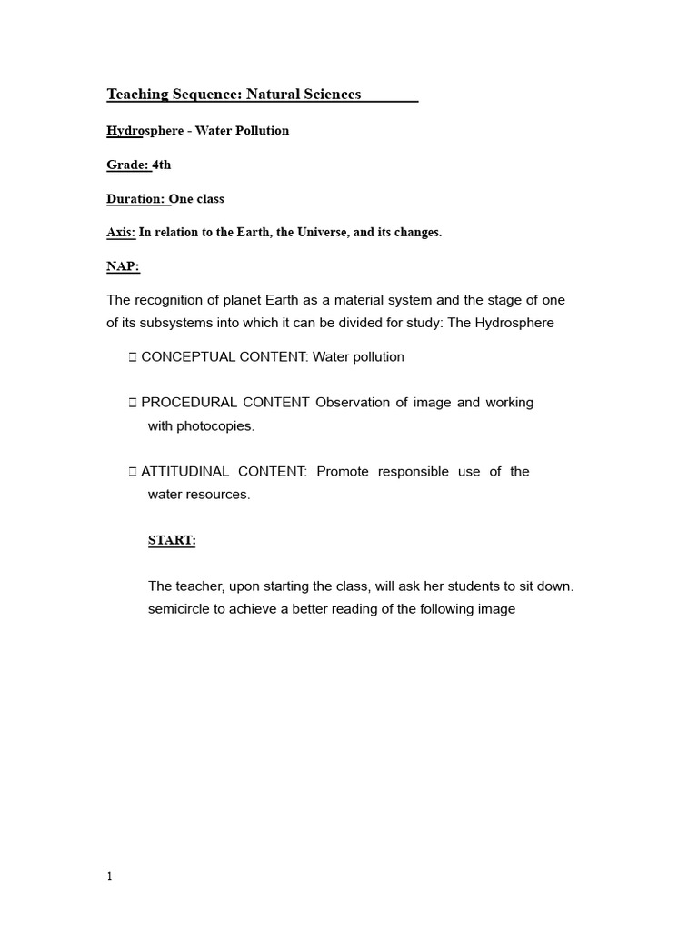 Didactic Sequence Natural Sciences | PDF | Water | Waste