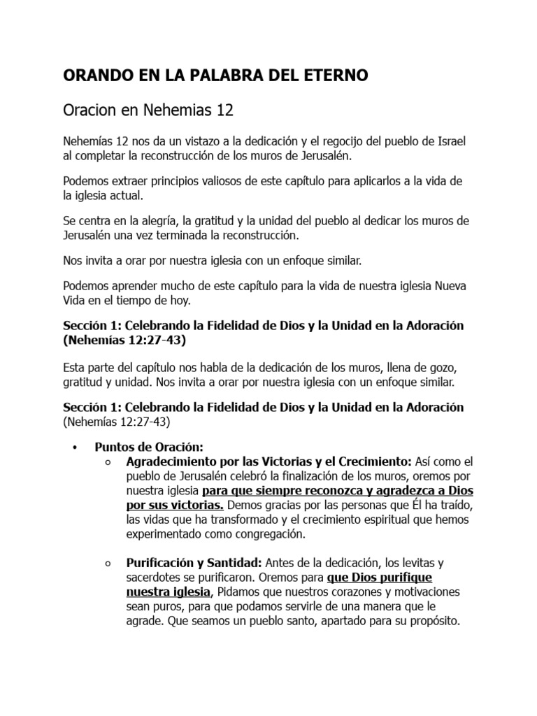 Orando en Nehemias 12 | PDF | Oración | Sacerdote