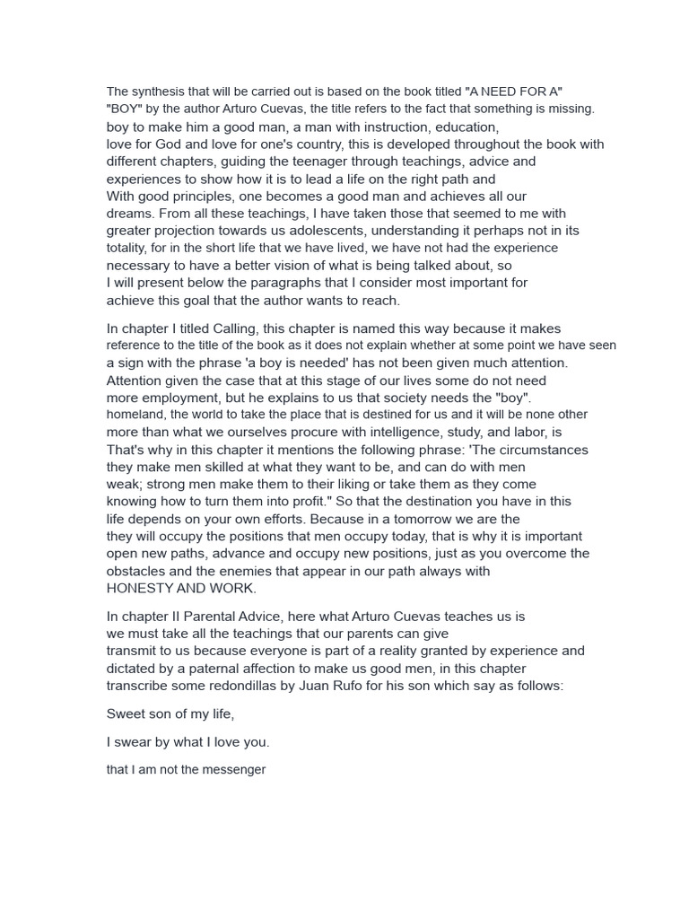 "Hace Falta Un Muchacho" is a novel that explores the life of a young ...