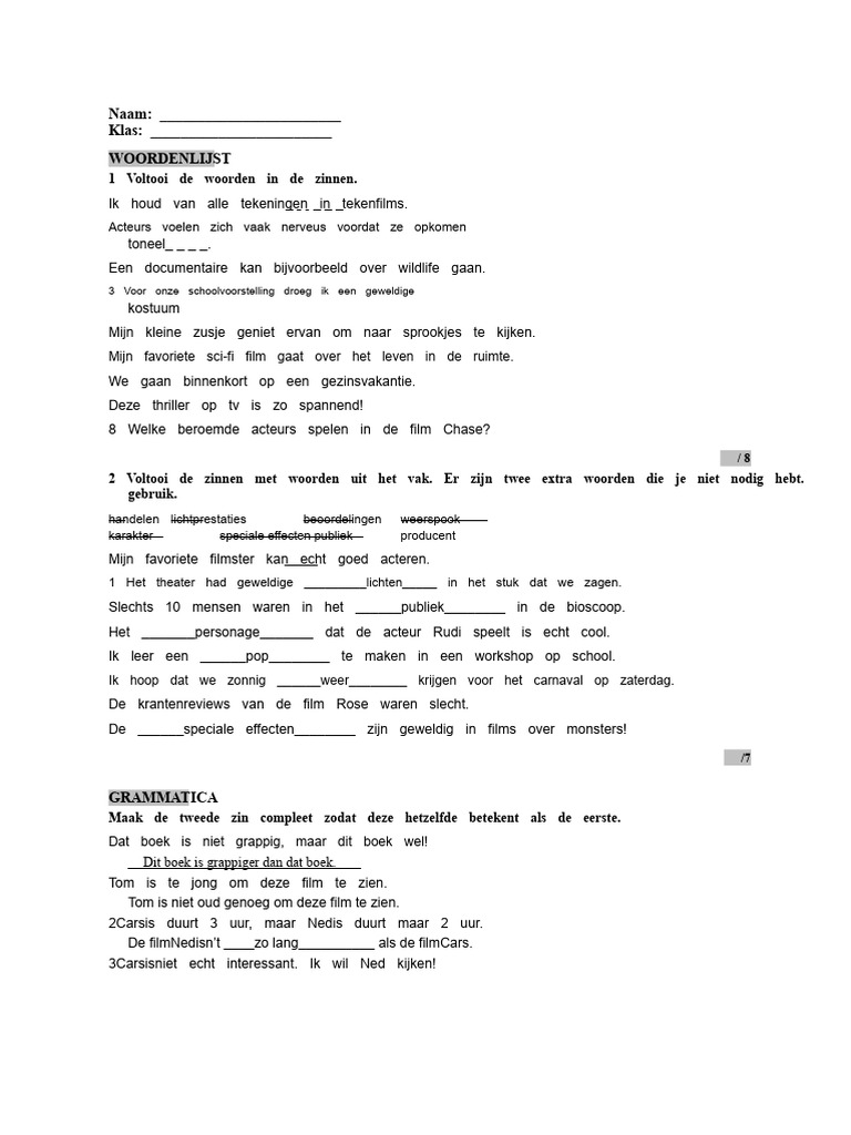 Wider World 3 TaalTest U 4 Groep A | PDF