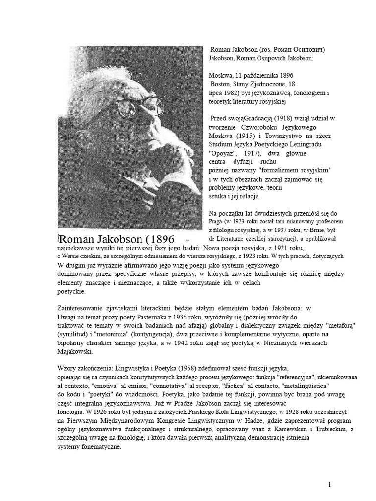 Roman Jakobson - Biografia | PDF