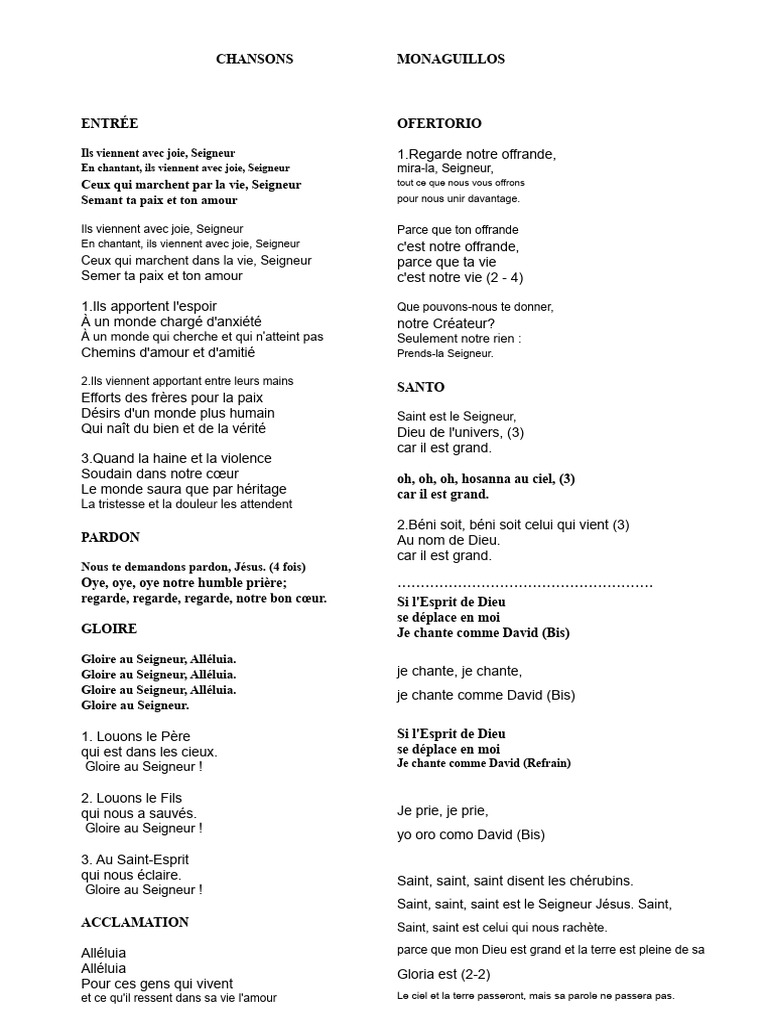 CHANSONS Des Servants de Messe | PDF | Amour