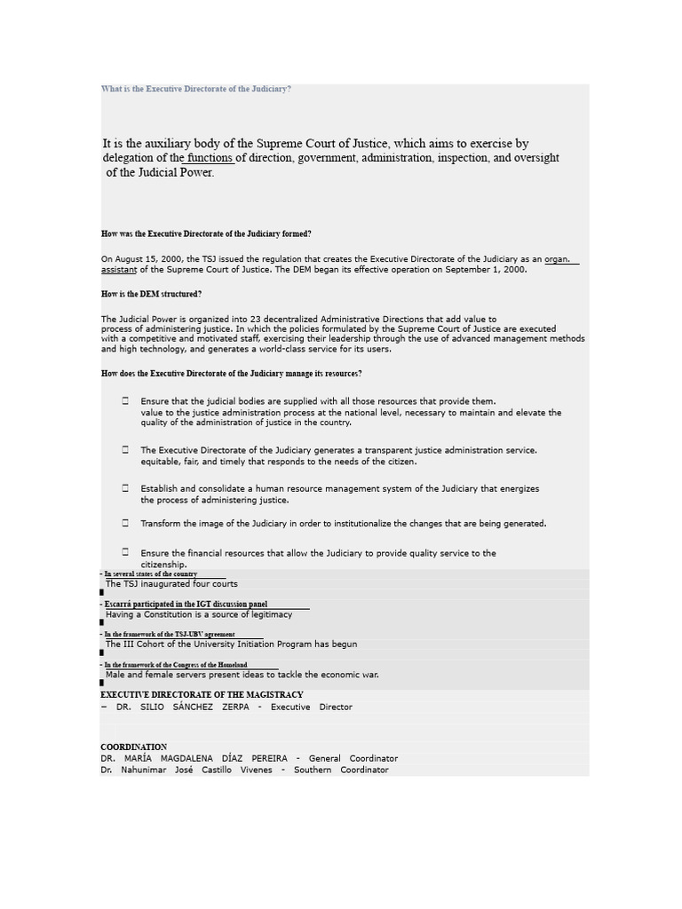 Overview of the Executive Directorate of the Judiciary | PDF | Supreme ...