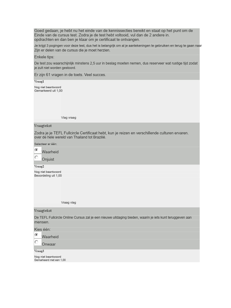 Einde Van de Cursus Quiz | PDF