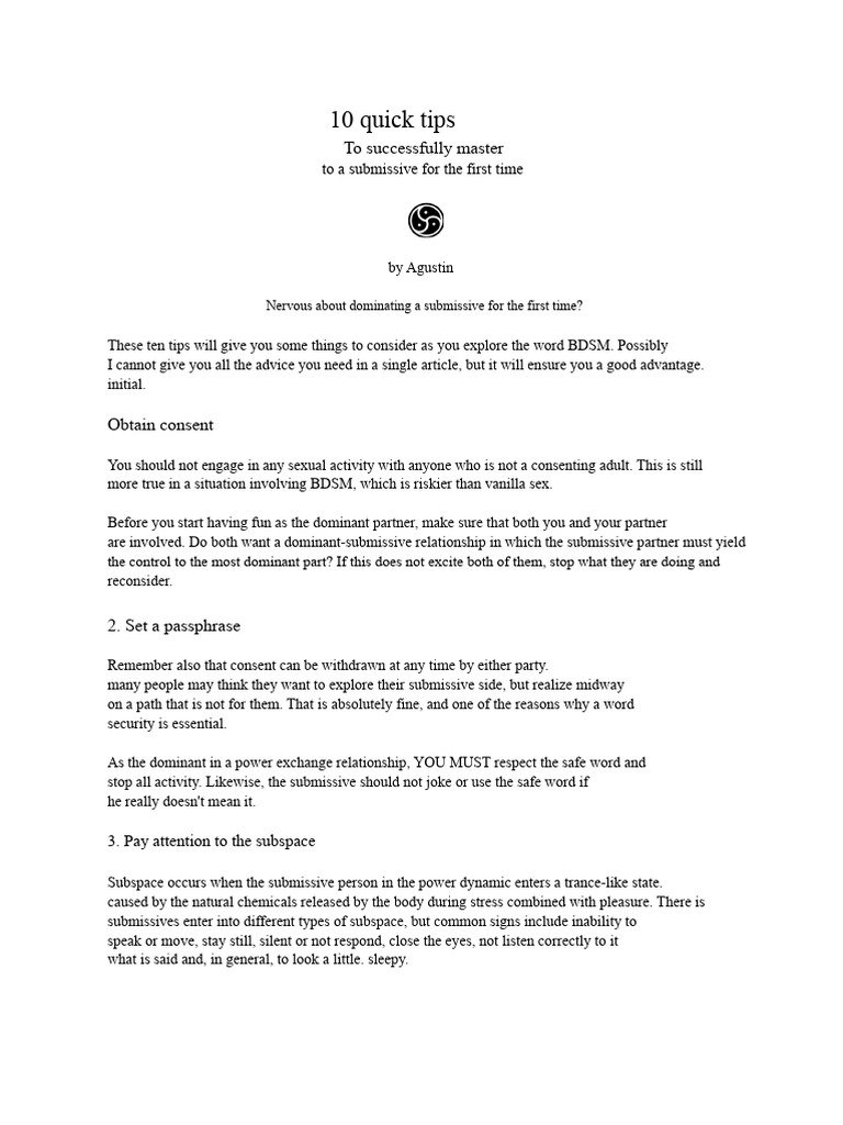 10 Quick Tips | PDF | Dominance And Submission | Bdsm