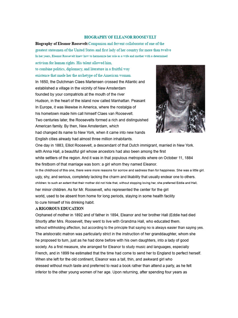 BIOGRAPHY | PDF | Eleanor Roosevelt