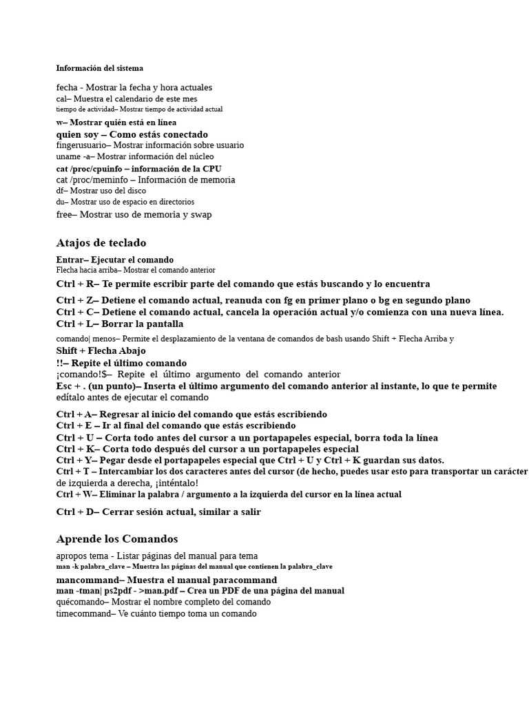 Comandos Esenciales de Linux y Atajos | PDF | Archivo de computadora ...