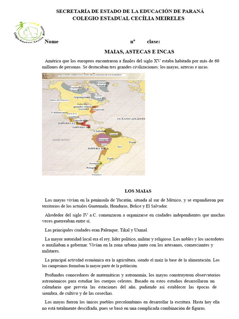 Civilizaciones Mayas, Aztecas e Incas | PDF | Civilización maya ...