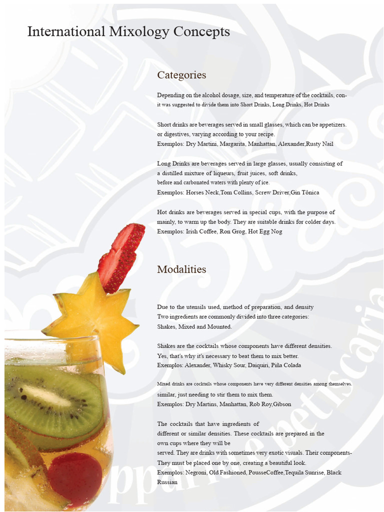 Bar Manual | PDF | Martini (Cocktail) | Cocktails