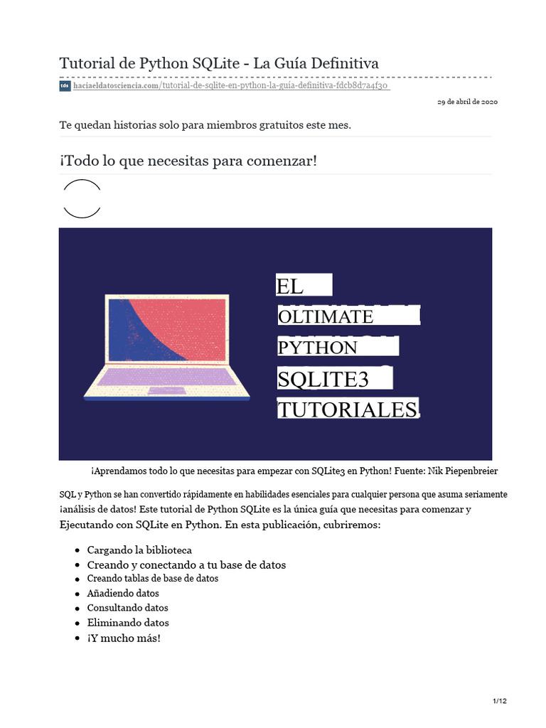 Tutorial de Python SQLite - La Guía Definitiva | PDF | Python (lenguaje de programación) | SQL