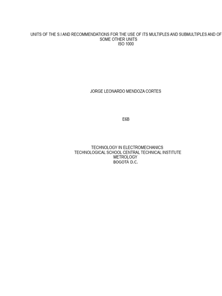 ISO 1000: Understanding Measurement Units | PDF | International System ...