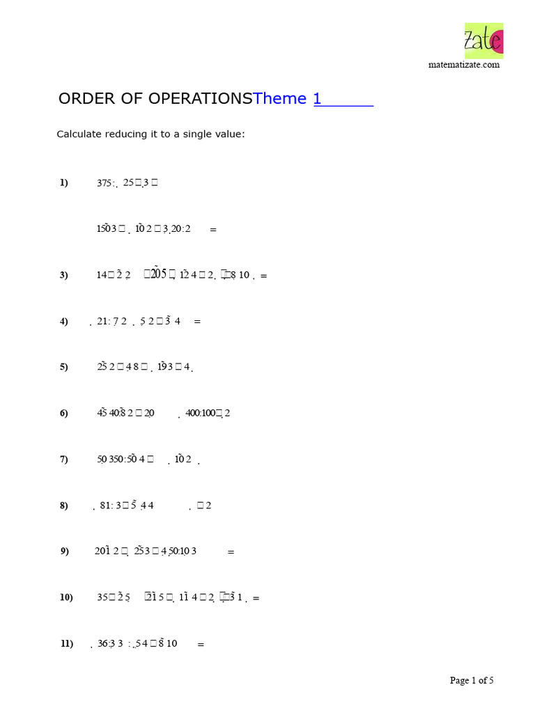 Hierarchy of Operations | PDF | Mathematics