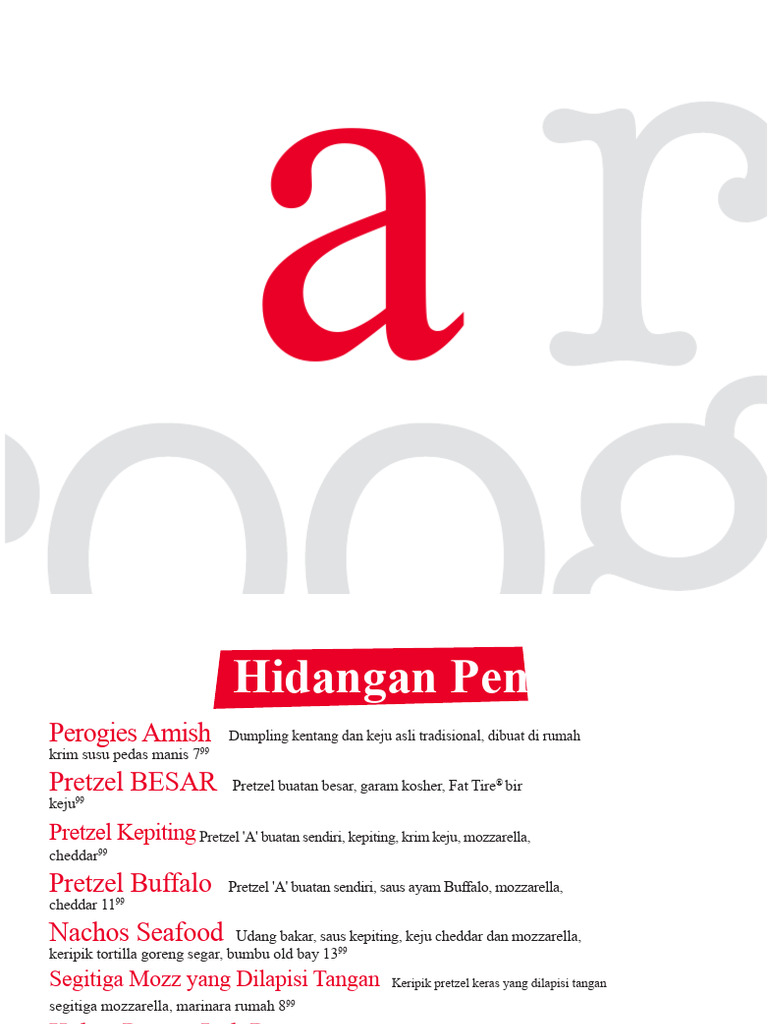 Menu Hidangan Pembuka dan Salad Arooga | PDF