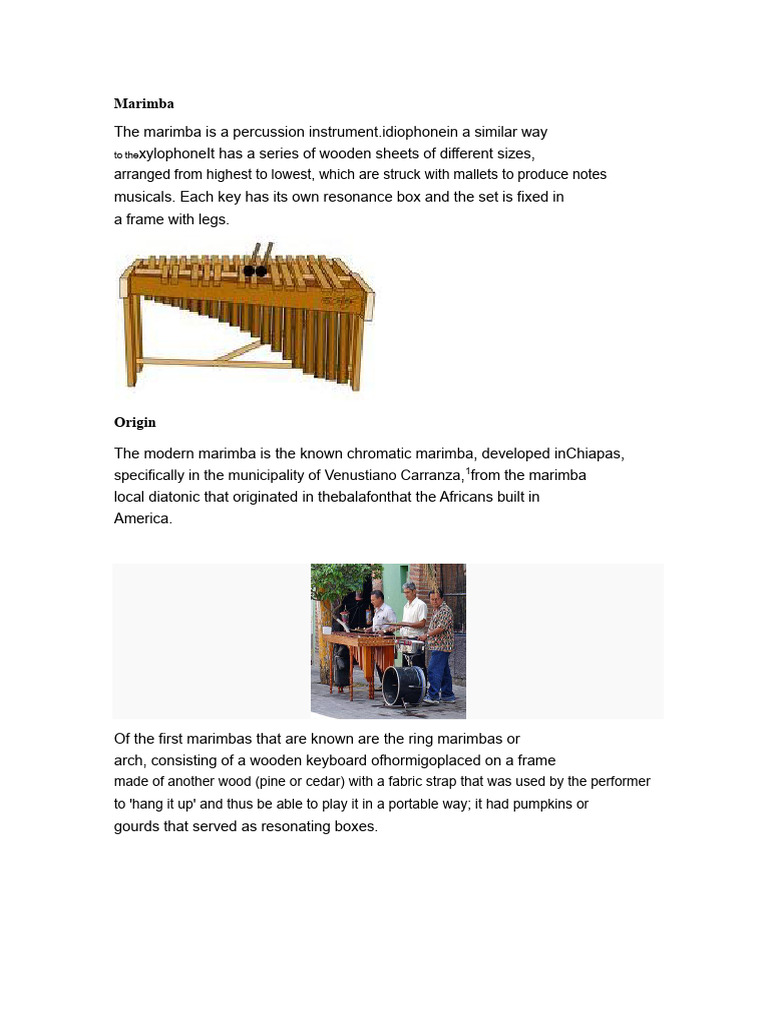 Marimba: History, Construction, and Culture | PDF | Musical Instruments ...