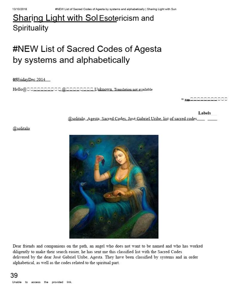 #NEW List of Sacred Codes of Agesta by Systems and Alphabetically ...