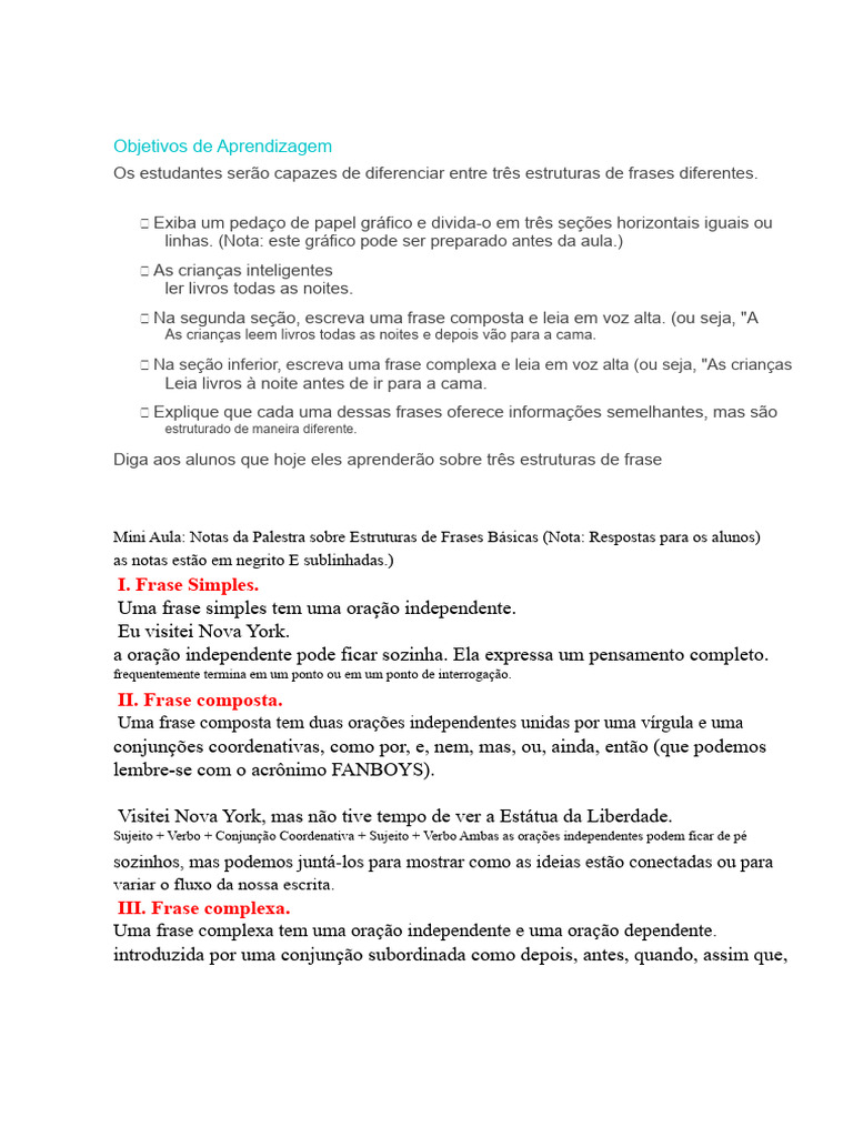 3 Tipos Principais de Frases | PDF | Assunto (gramática)