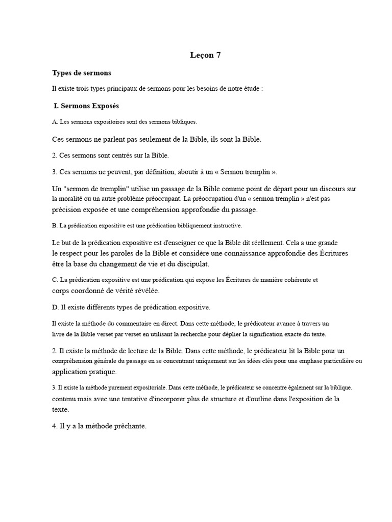 Types de sermons et prédication | PDF | Bible | Sermon