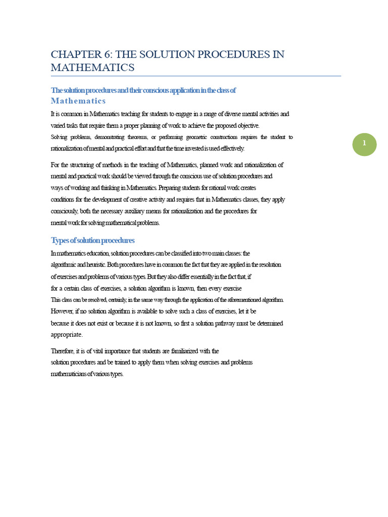 Chapter 6 The Procedures For Solution in Mathematics | PDF | Heuristic ...