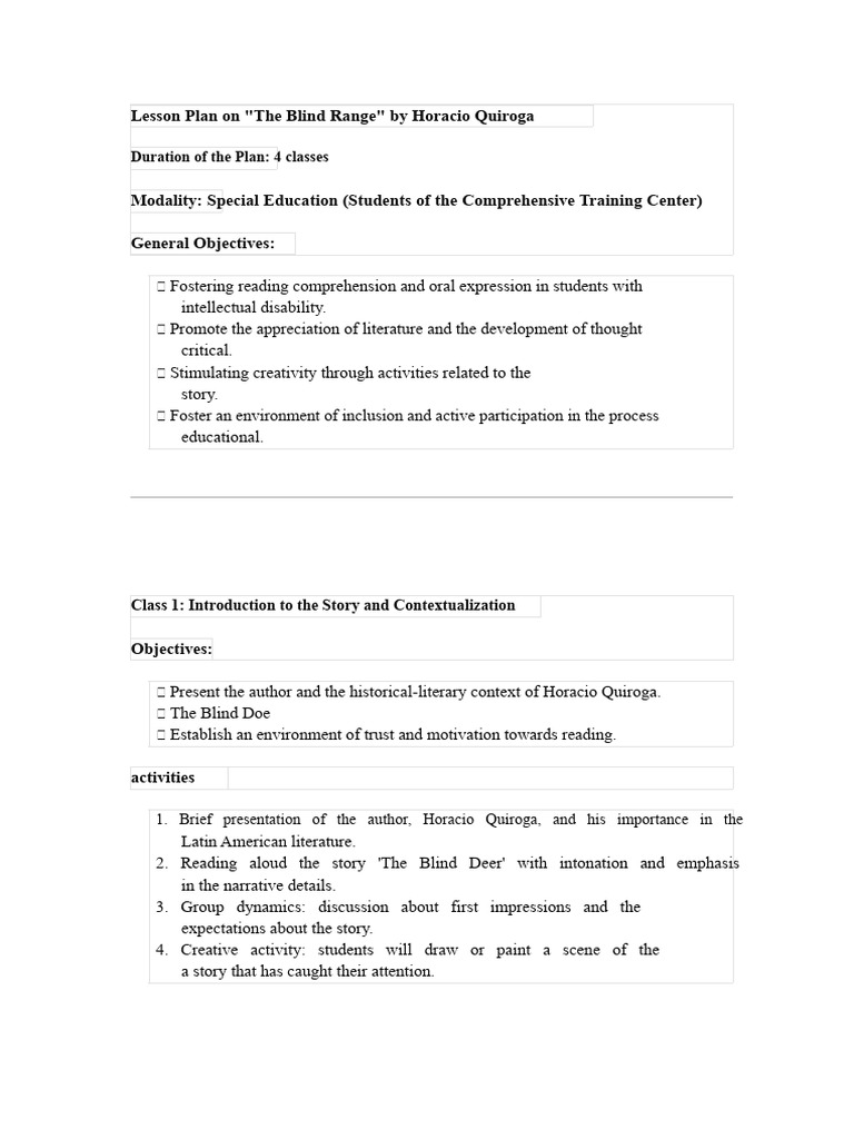Lesson Plan On The Blind Range | PDF | Lesson Plan | Narrative