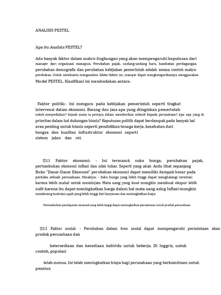 Analisis Pestel | PDF