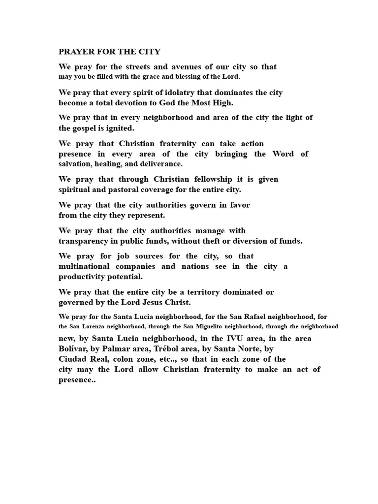 Prayer for City Transformation | PDF