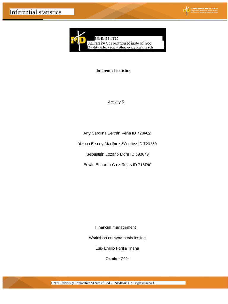 ACTIVITY 5 Workshop On Hypothesis Testing | PDF | Statistical ...