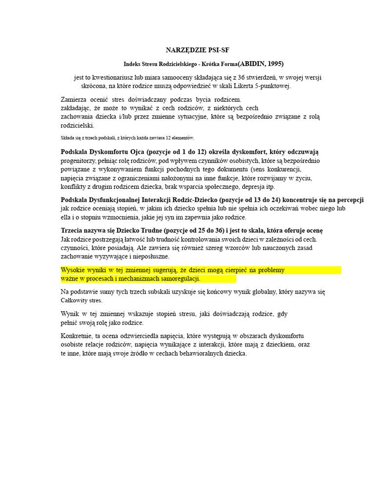 Instrument El Psi-Sf (Abidin, 1995) | PDF