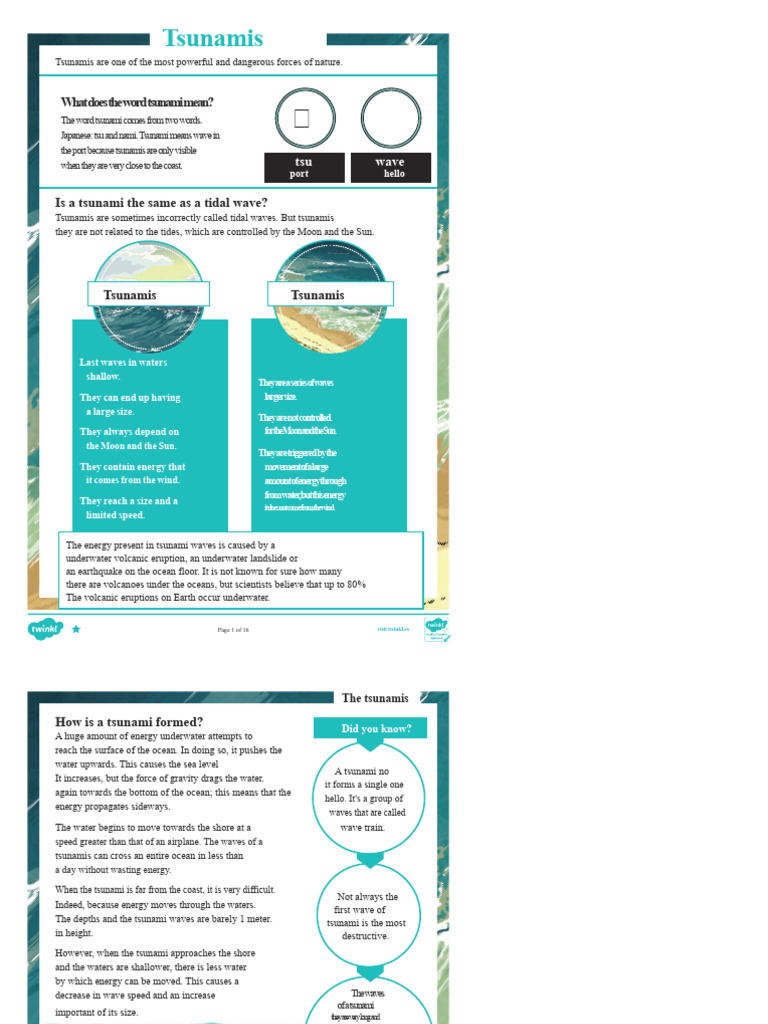 Es Ss 251 Reading Comprehension by Levels Tsunamis - Ver - 1 | PDF ...