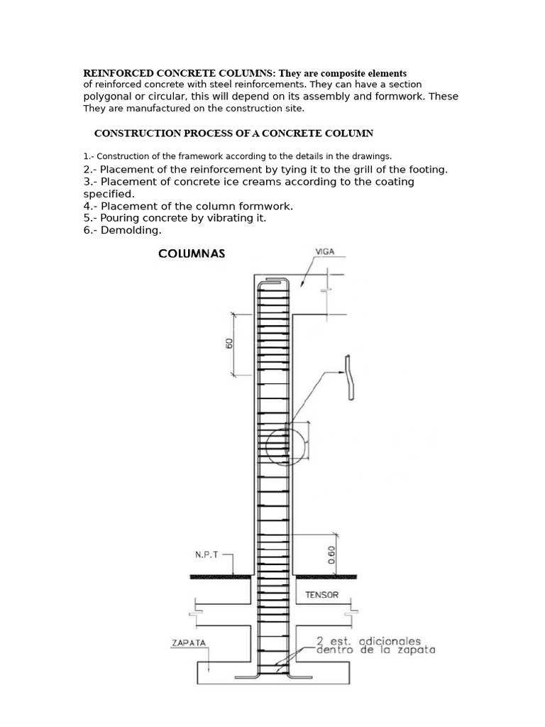 Reinforced Concrete Column Construction Guide | PDF | Concrete | Bending