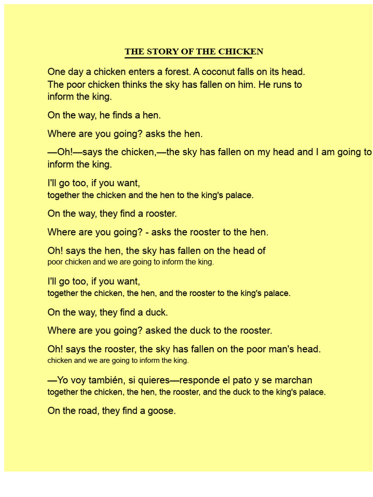 The Chicken's Misadventure in the Forest | PDF