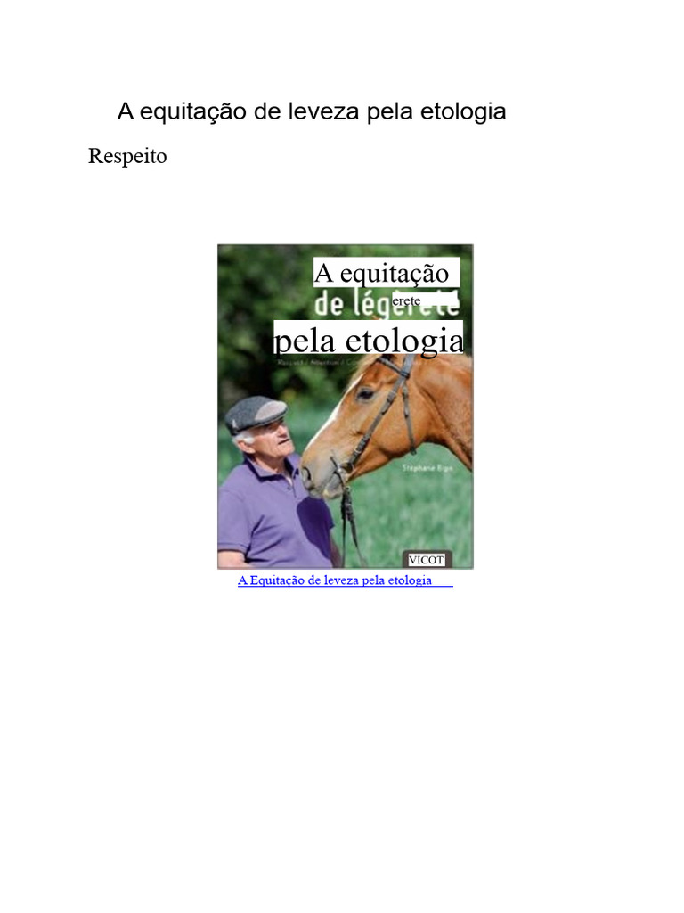 Equitação de Leveza e Etologia | PDF | Cavalos | Hipismo
