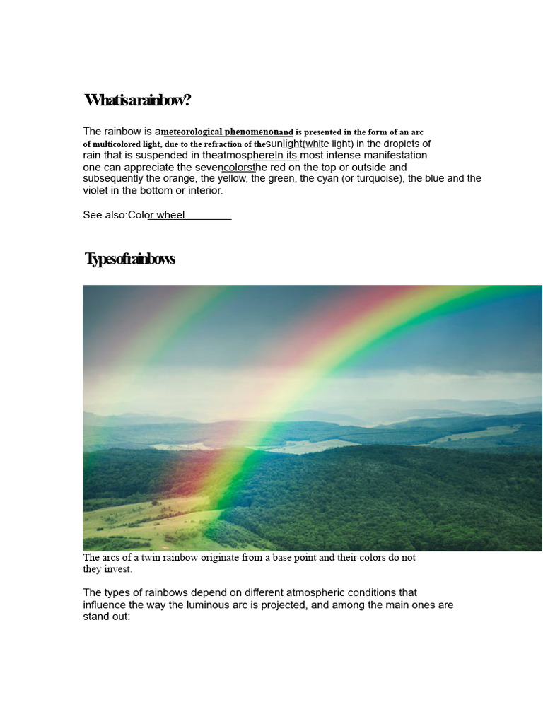 Understanding Rainbows: Types and Formation | PDF | Rainbow | Vision