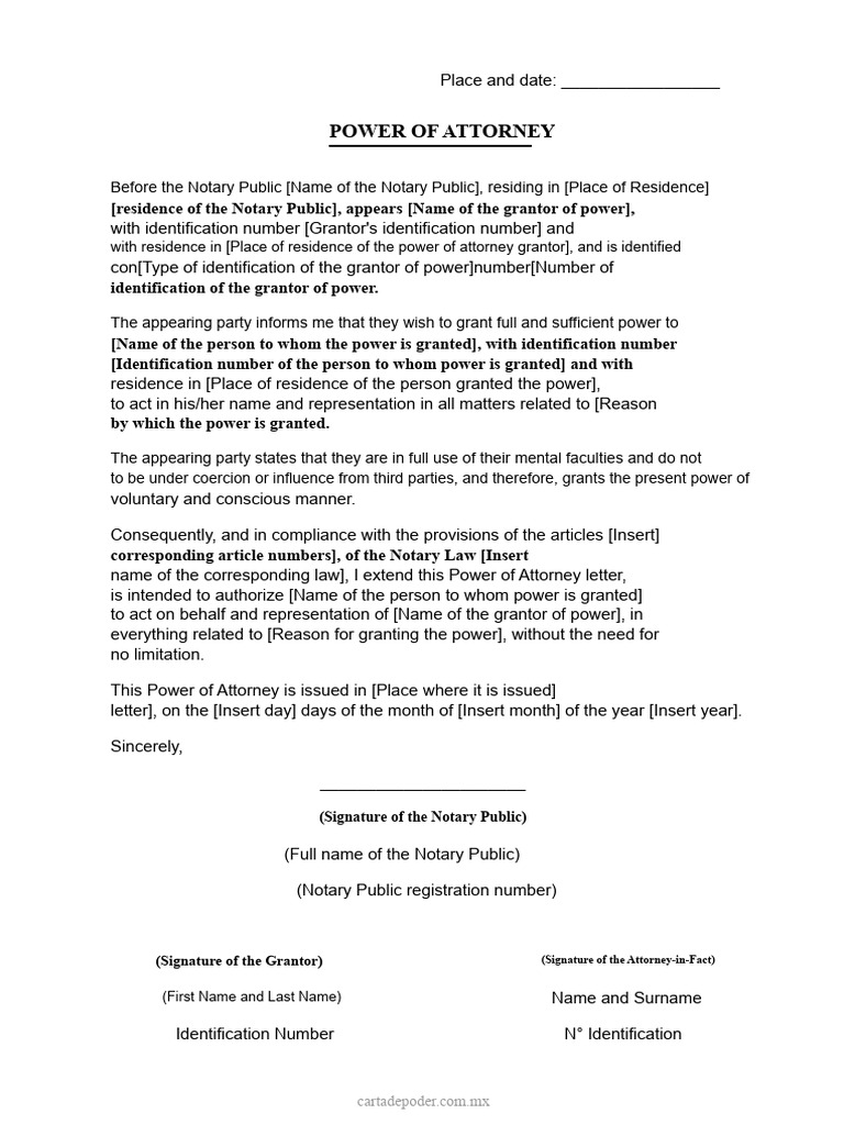Power of Attorney Template Document | PDF