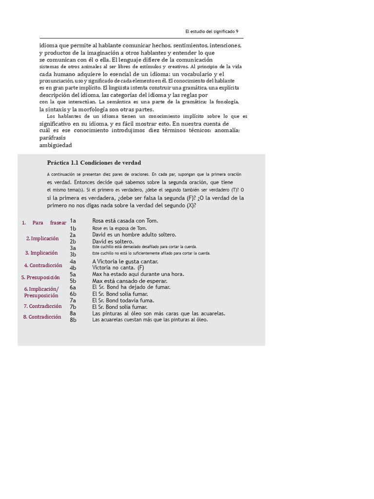Práctica 1.1 Condiciones de Verdad | PDF | Verdad | Oración (Lingüística)