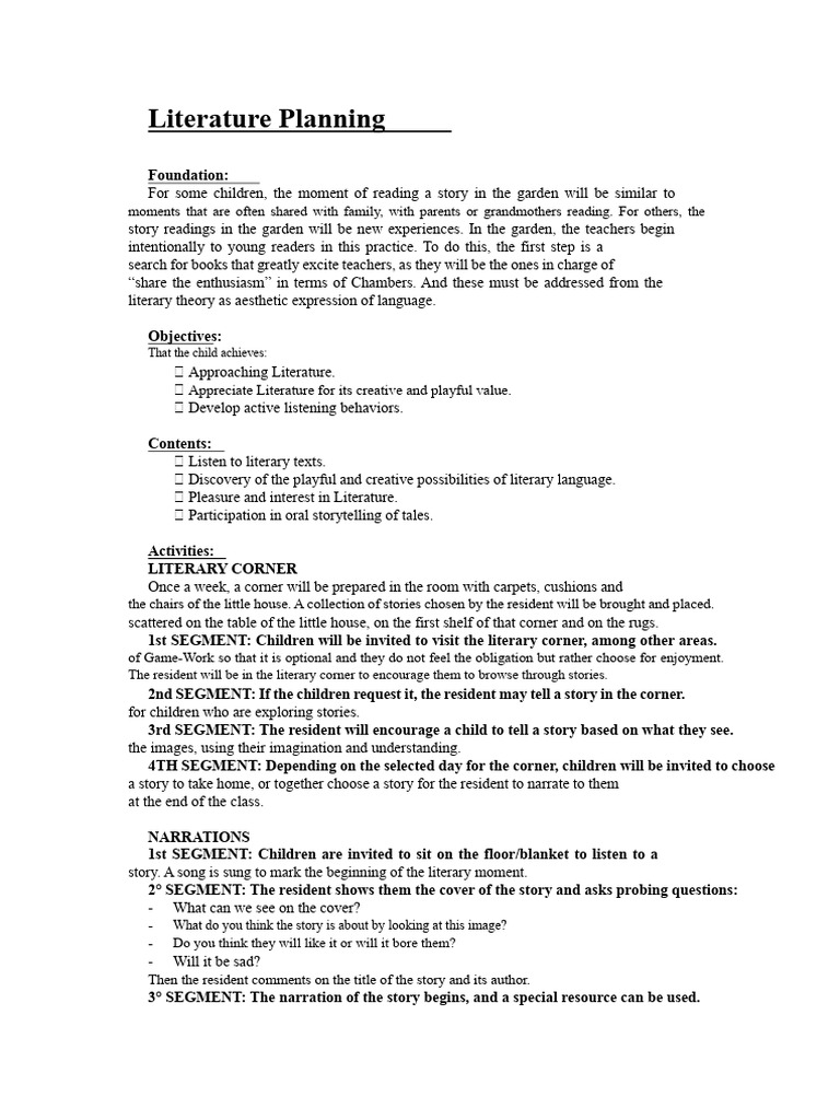 Literature Planning For Early Childhood | PDF | Storytelling | Liberal ...