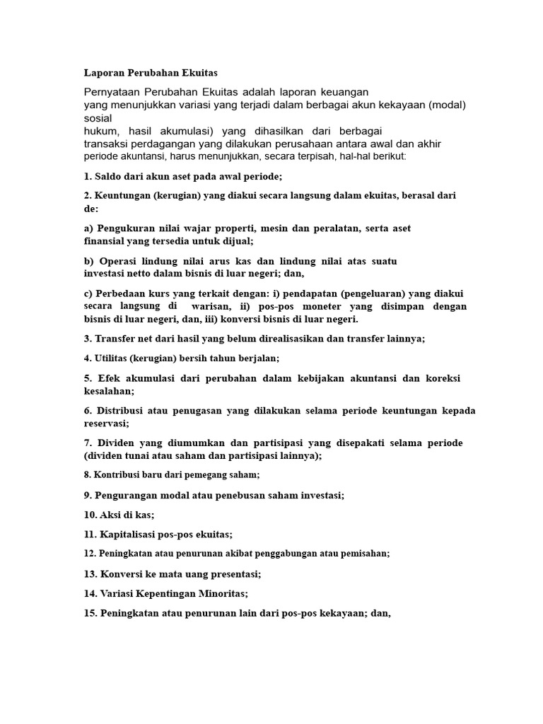 Laporan Perubahan Ekuitas | PDF