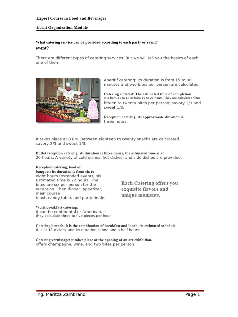 Catering Services for Events Explained | PDF | Cooking | Eating ...
