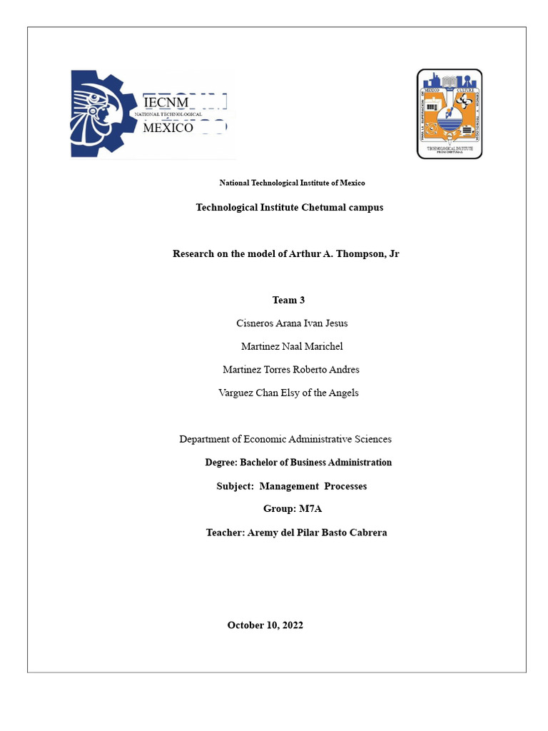 Arthur A. Thompson's Strategy Model Explained | PDF | Evaluation | Business
