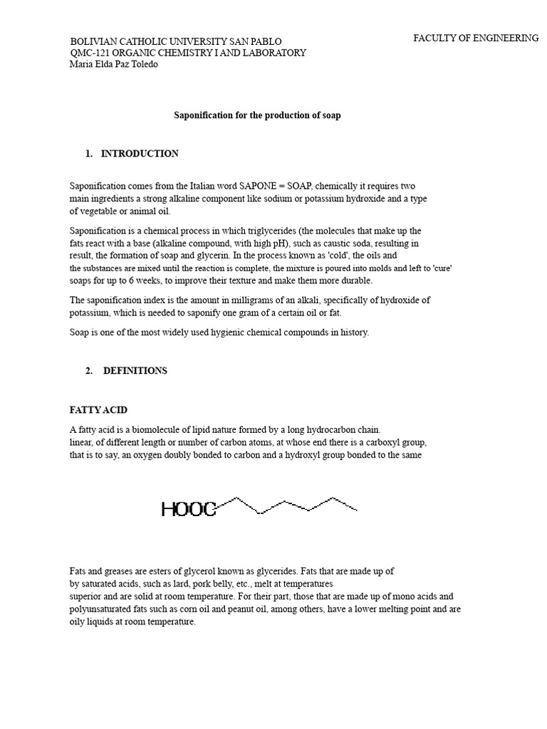 Saponification For The Production of Soap | PDF | Soap | Sodium Hydroxide