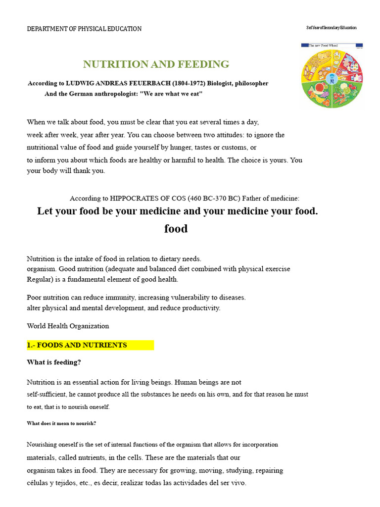 NUTRITION 3rd GRADE ESO - Compressed | PDF | Food Energy | Nutrition