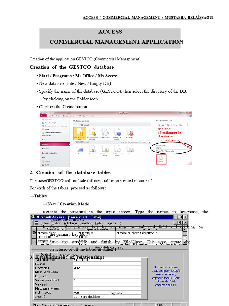 Access Commercial Management Application: Creation of The GESTCO ...