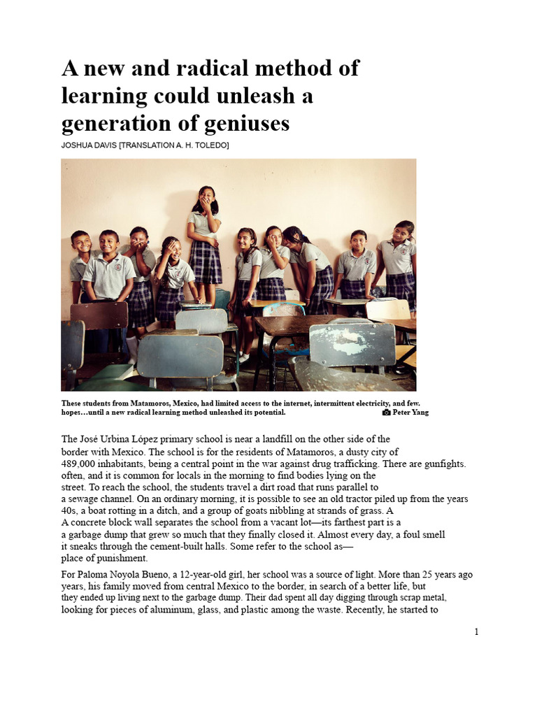 A New and Radical Learning Method Could Unleash A Generation of Geniuses. | PDF